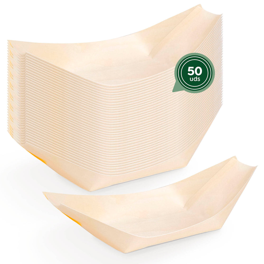 Barquilla Rectangular Madera Mini 8 x 6 x 2,5 cm 50 uds – Horeca ...
